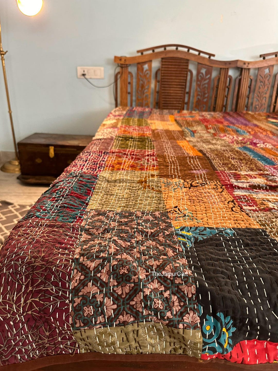 Bohemian Patchwork Quilt Kantha Quilt Handmade Vintage Quilts Boho King ...