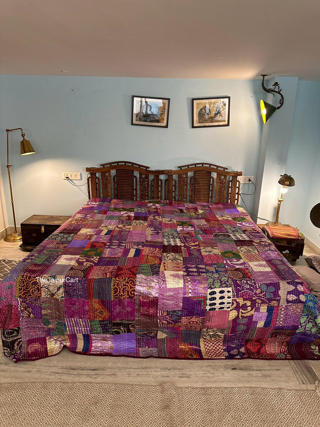 Bohemian Patchwork Quilt Kantha Quilt Handmade Vintage Quilts Boho King ...