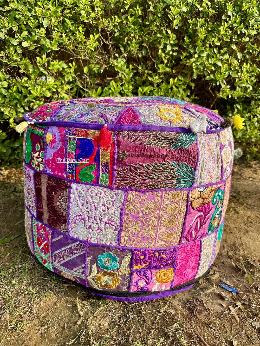 Purple Indian Bohemian Pouf Pouffe Ottoman Stool Floor Pillow ...