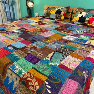 Bohemian Patchwork Quilt Kantha Quilt Handmade Vintage Quilts Boho King ...