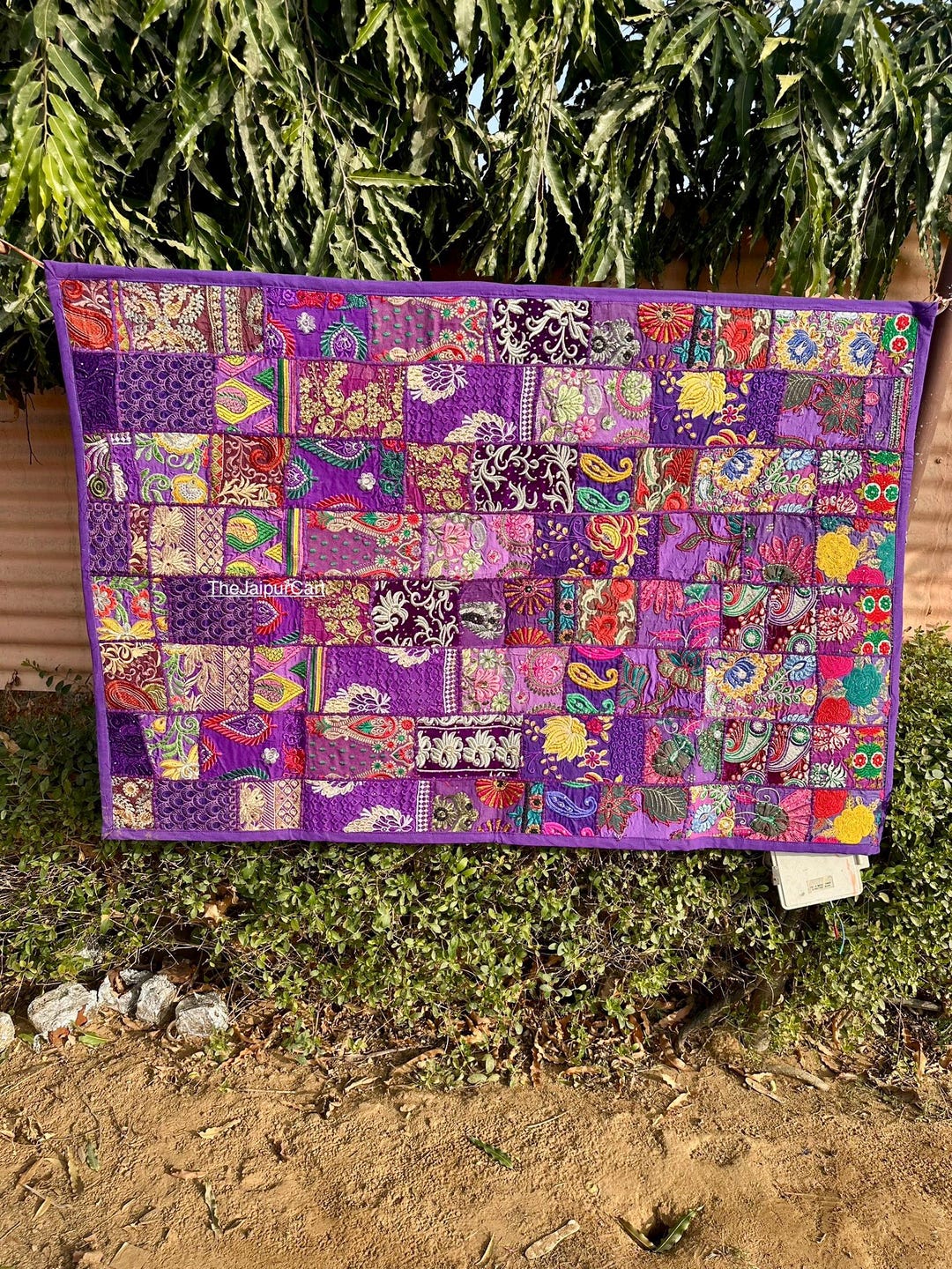 Indian Heavy Embroidered Wall Hanging Vintage Sari Zari Work - Etsy