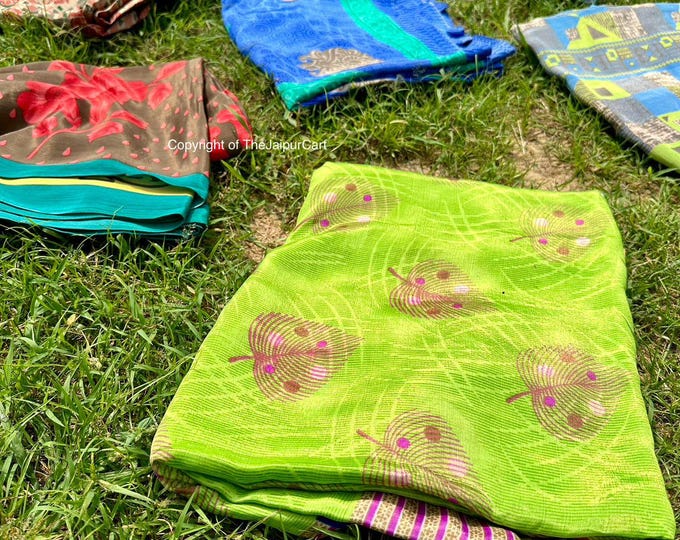 Indian Recycled Silk Sari , Art Silk Sari Fabric Used Bundle for Nuno ...
