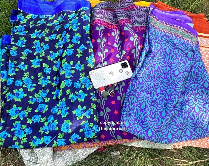 Indian Recycled Silk Sari , Art Silk Sari Fabric Used Bundle for Nuno ...