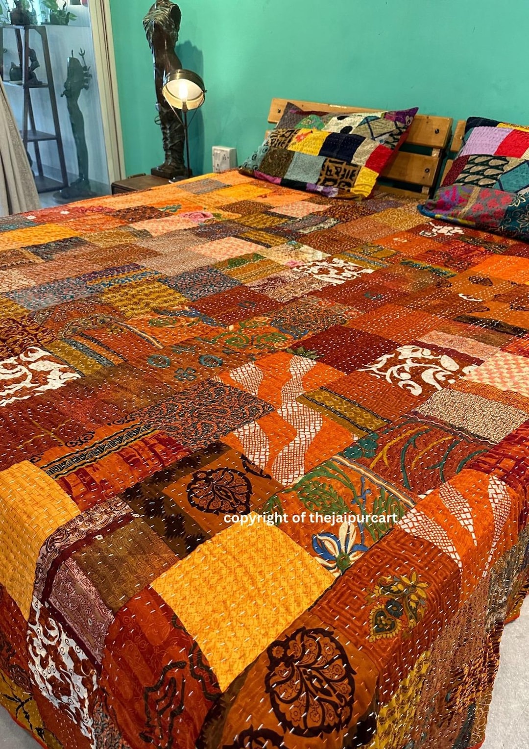 Handmade King-size Vivid Blue Patchwork Quilt Set - Etsy