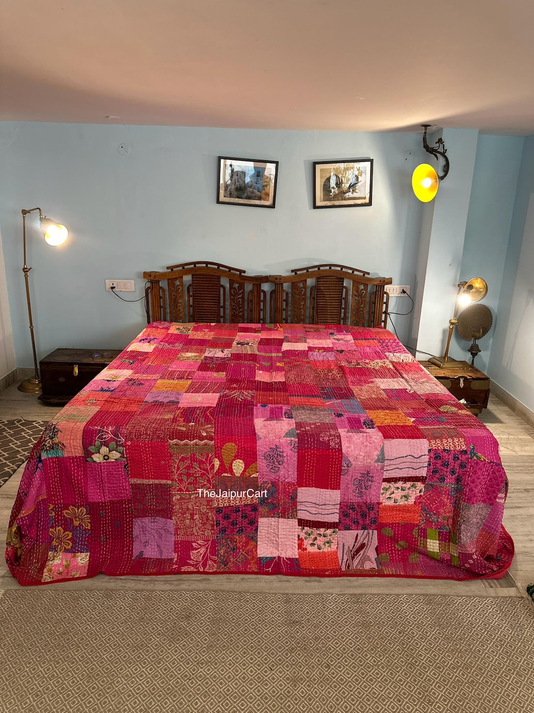 Bohemian Patchwork Quilt Kantha Quilt Handmade Vintage Quilts Queen ...