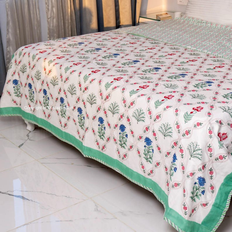 Multi Floral Dohar Summer Blanket Summer Quilt Indian Handcrafted ...
