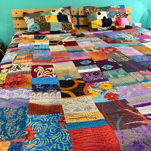 Bohemian Patchwork Quilt Kantha Quilt Handmade Vintage Quilts Boho King Size Bedding Throw ...