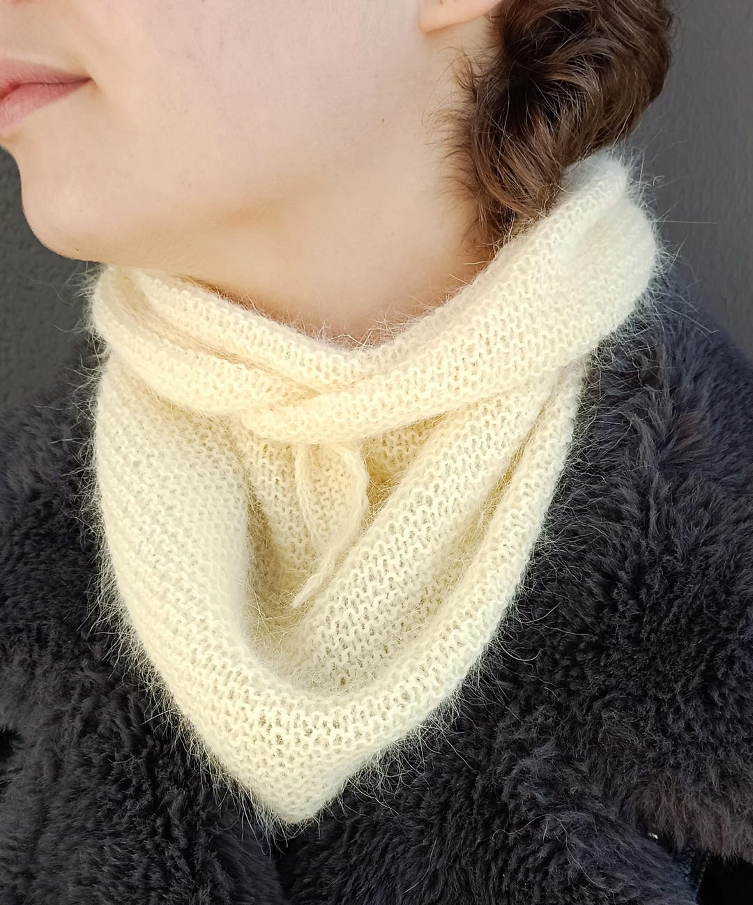 Handmade Italian Angora Mini Shawl, Feather Light Knit Neck Wrap - Etsy