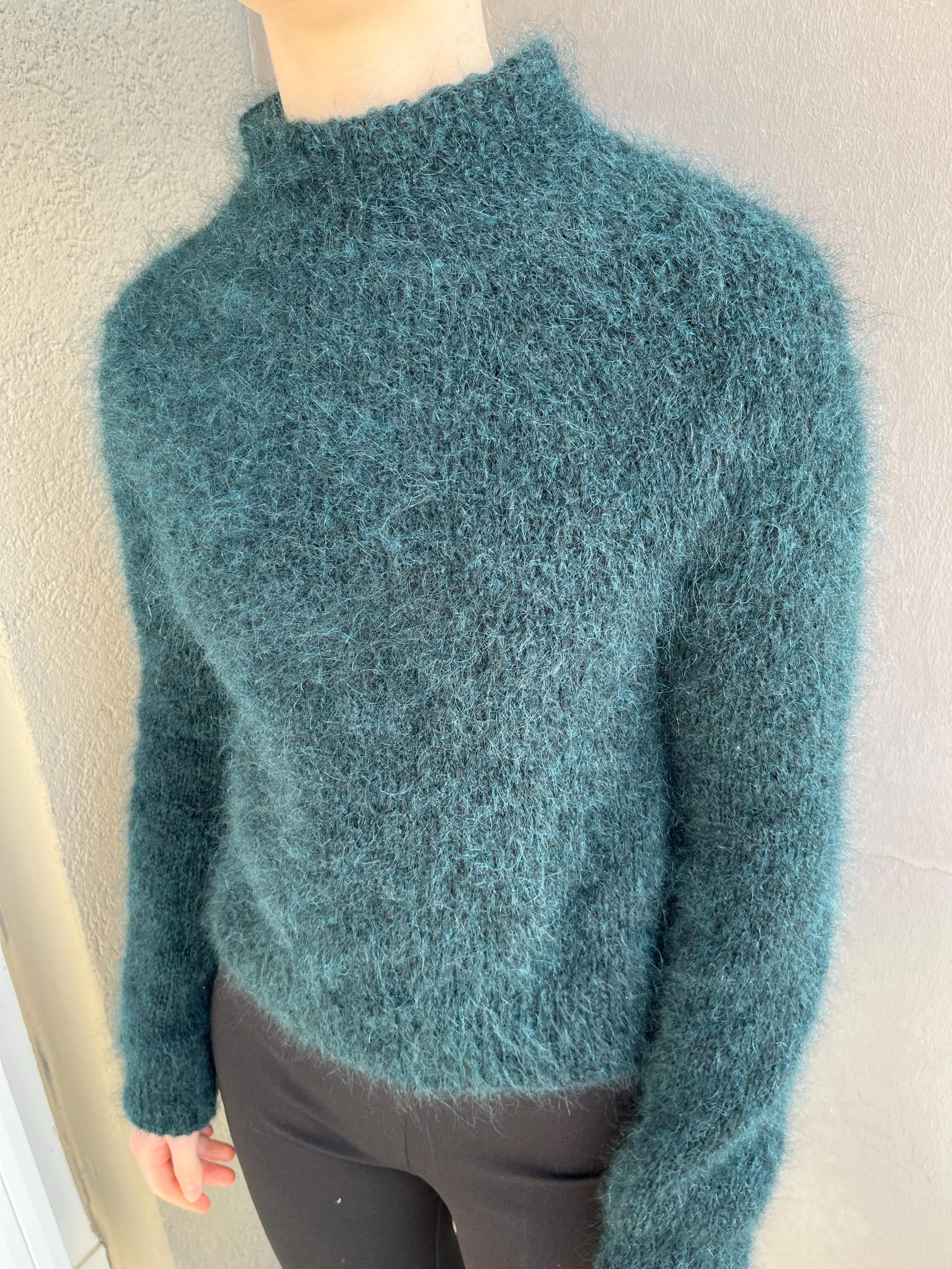 Cropped Sweater in Chunky Mohair, Emerald Green Shade – Handmade ...
