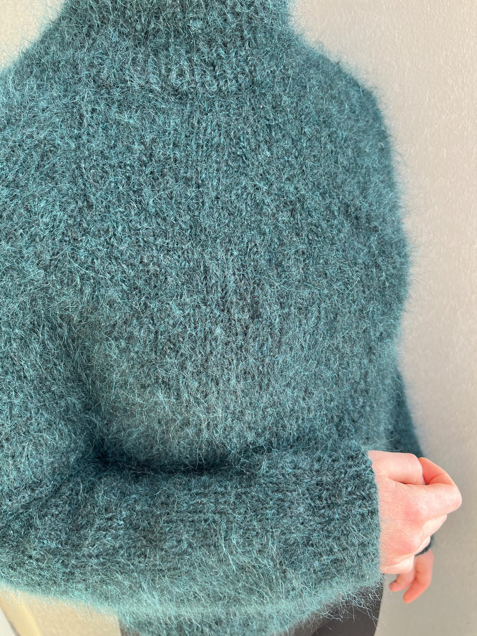 Cropped Sweater in Chunky Mohair, Emerald Green Shade – Handmade ...