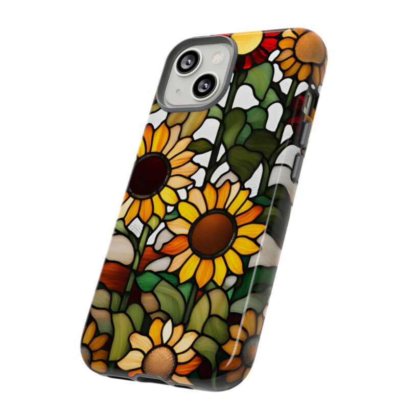 Stained Glass Design Sunflowers iPhone Case 15 14 13 12 11 Pro - Etsy