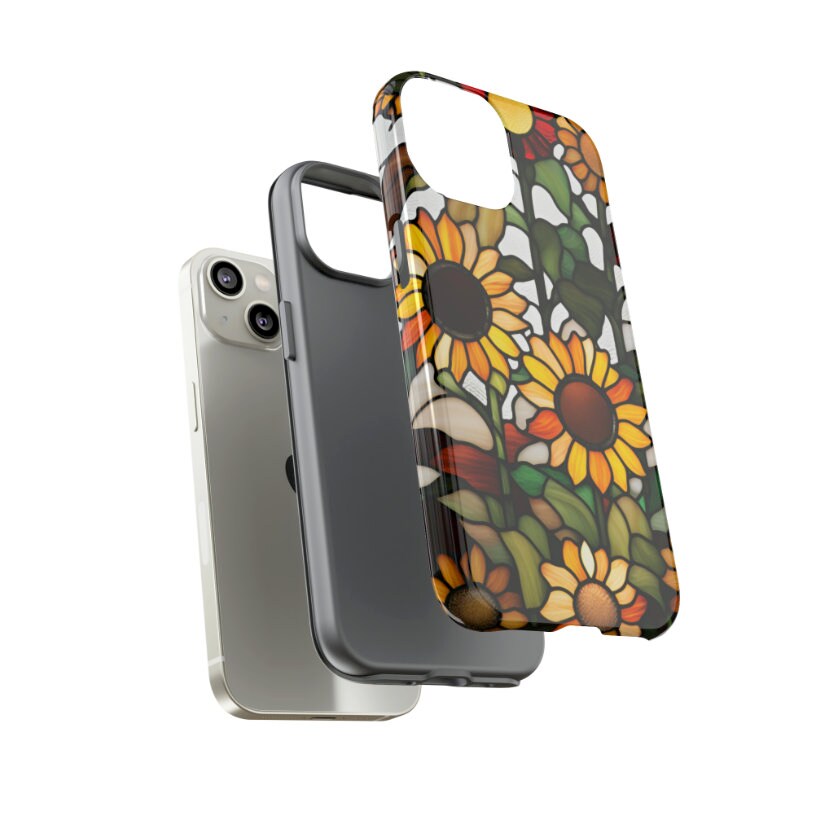 Stained Glass Design Sunflowers iPhone Case 15 14 13 12 11 Pro - Etsy