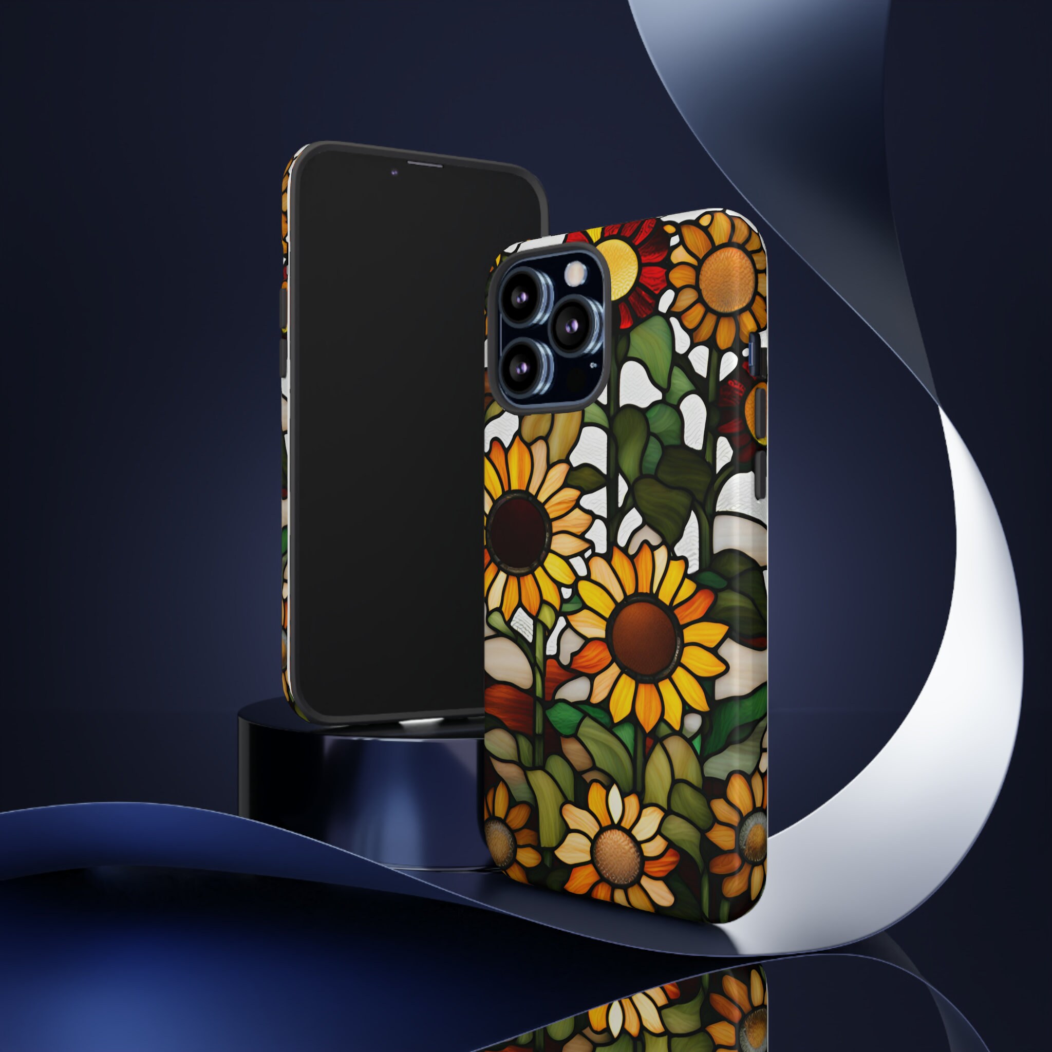 Stained Glass Design Sunflowers iPhone Case 15 14 13 12 11 Pro - Etsy