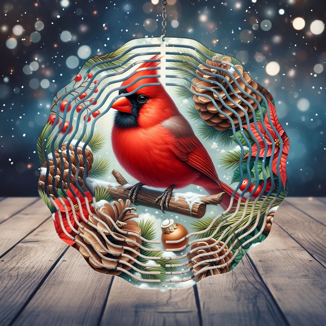 Winter Cardinal Wind Spinner PNG Red Cardinal Clipart Botanical ...