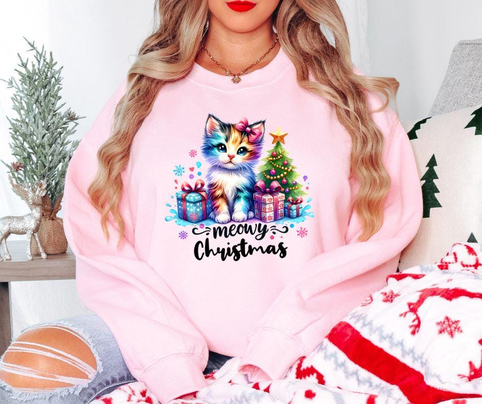 Meowy Christmas PNG Cute Kitten PNG Christmas Cat Sublimation File Cat ...