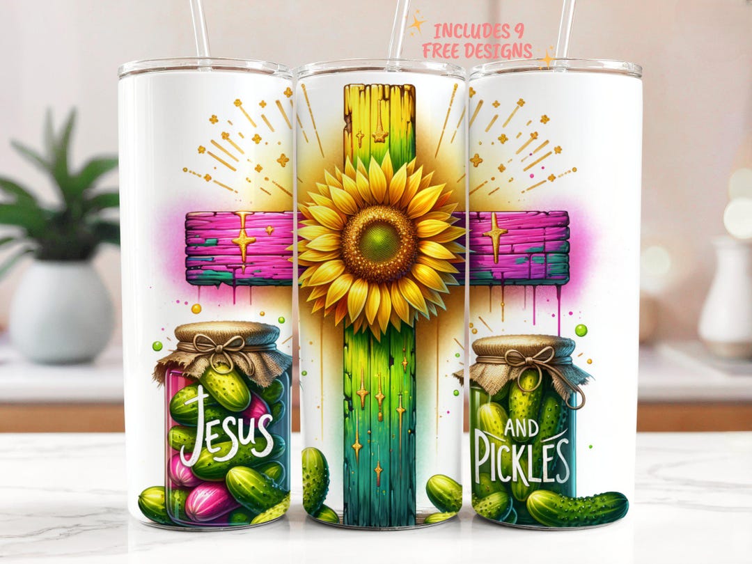 Jesus and Pickles 20oz Tumbler Wrap, Pickle Lover Digital Design, Cute ...