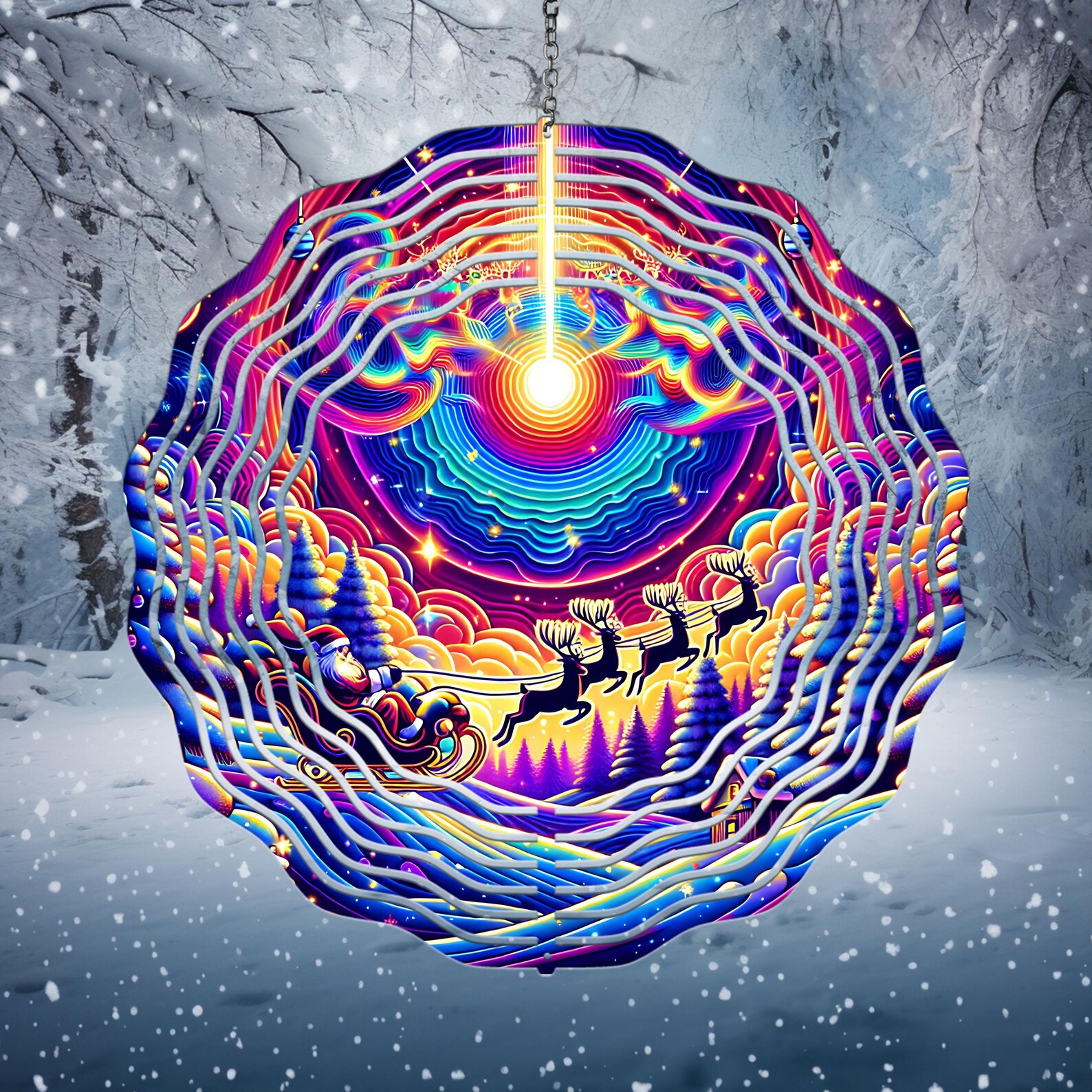 Windspinner PNG Santa Reindeer Psychedelic Design Christmas Wind ...