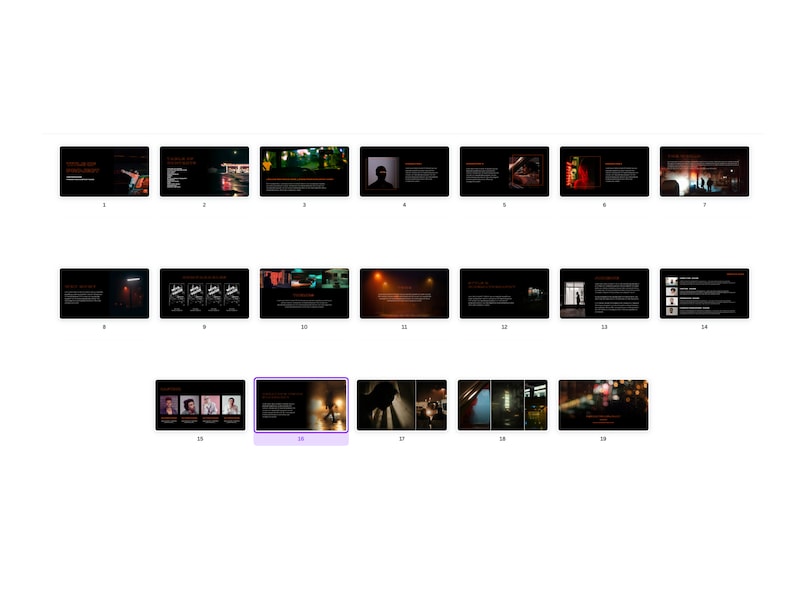 Dark Thriller Film Pitch Deck - Urban Nightlife, Streets at Night - Canva Template - Etsy