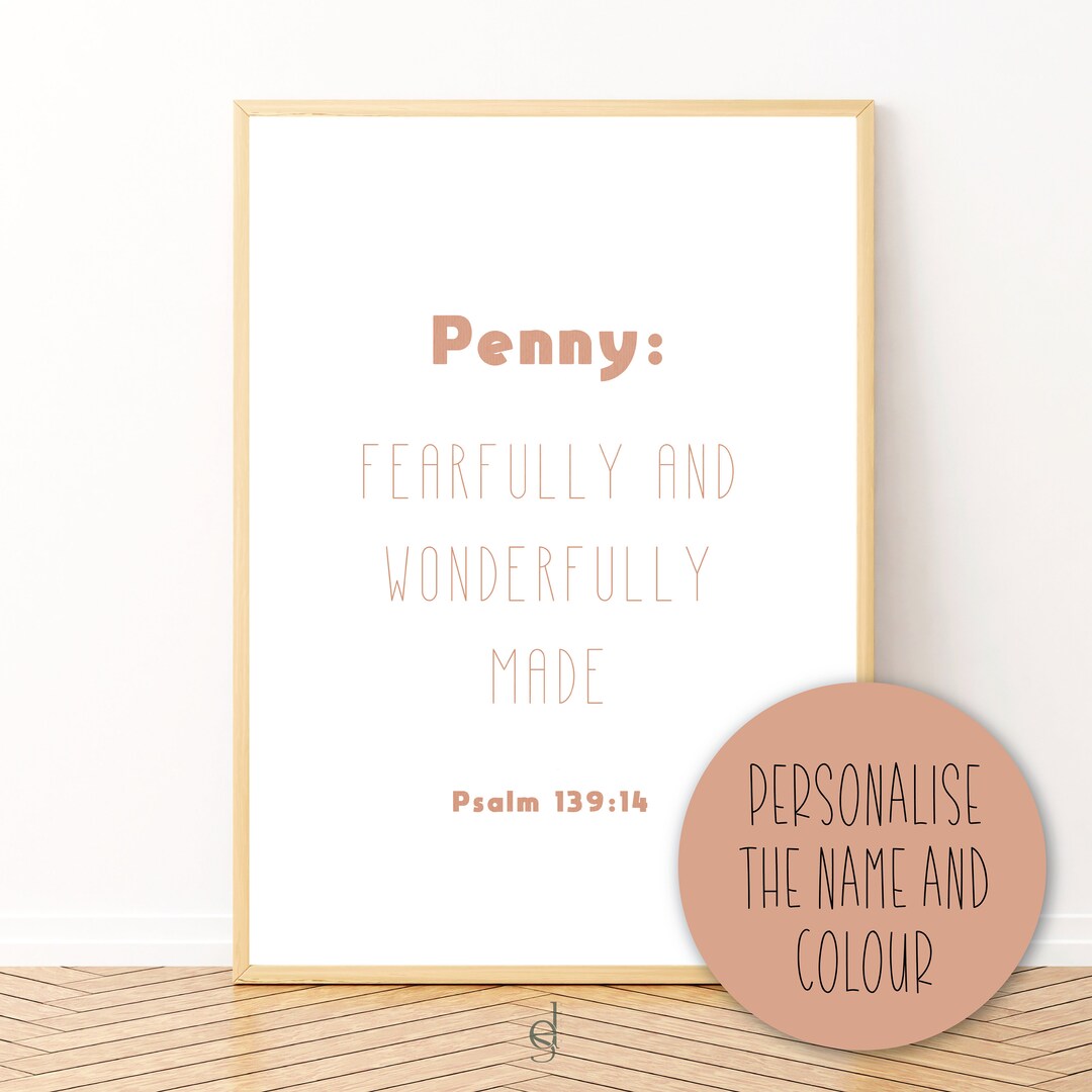I Am Fearfully and Wonderfully Made, Customisable Christian Art Kids ...