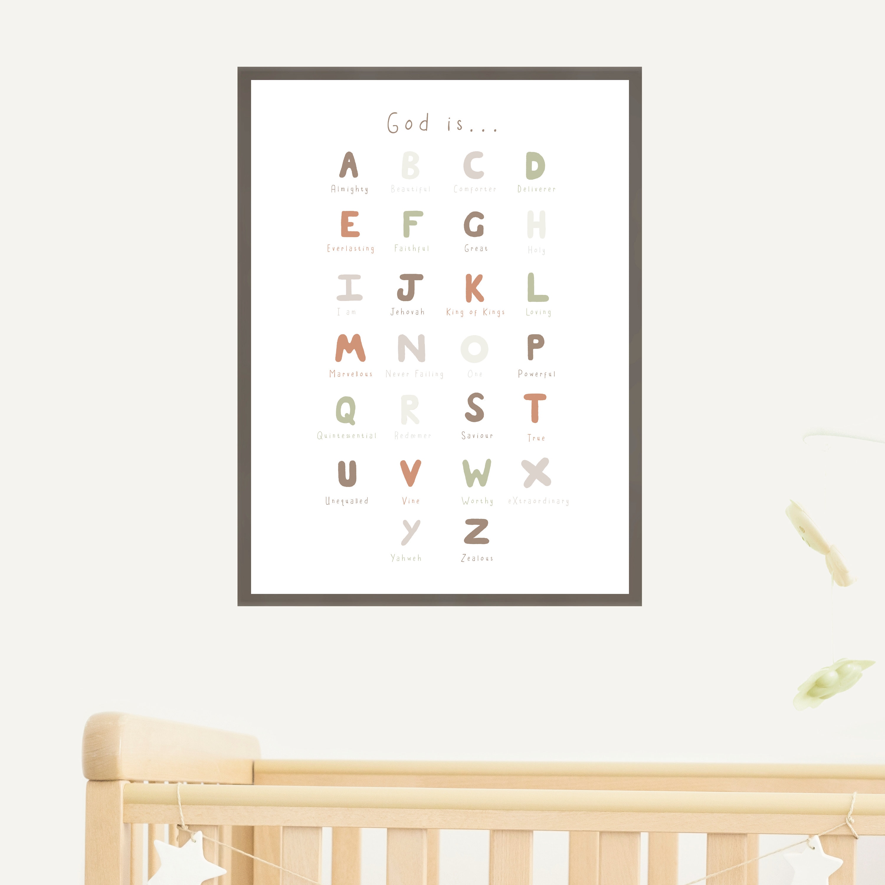 God is A-Z Wall Art Kids, Faith Mustard Seed, Bible Verse Print for ...