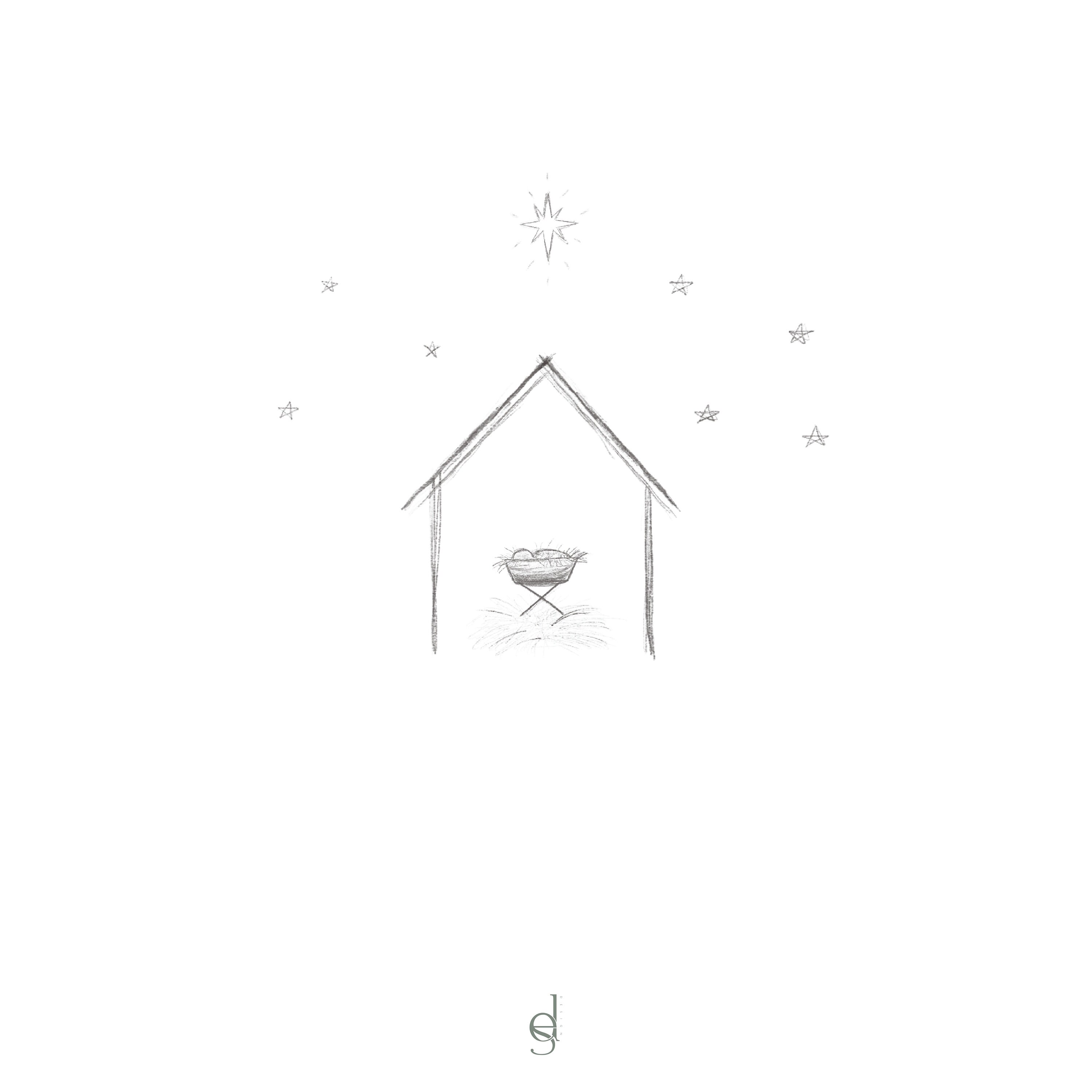 Sketch Nativity - Scene With Baby Jesus and Star of Bethlehem" - Etsy