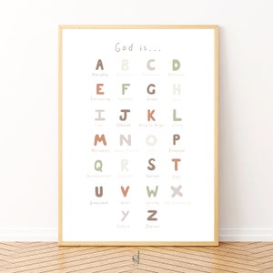 God is A-Z Wall Art Kids, Faith Mustard Seed, Bible Verse Print for ...