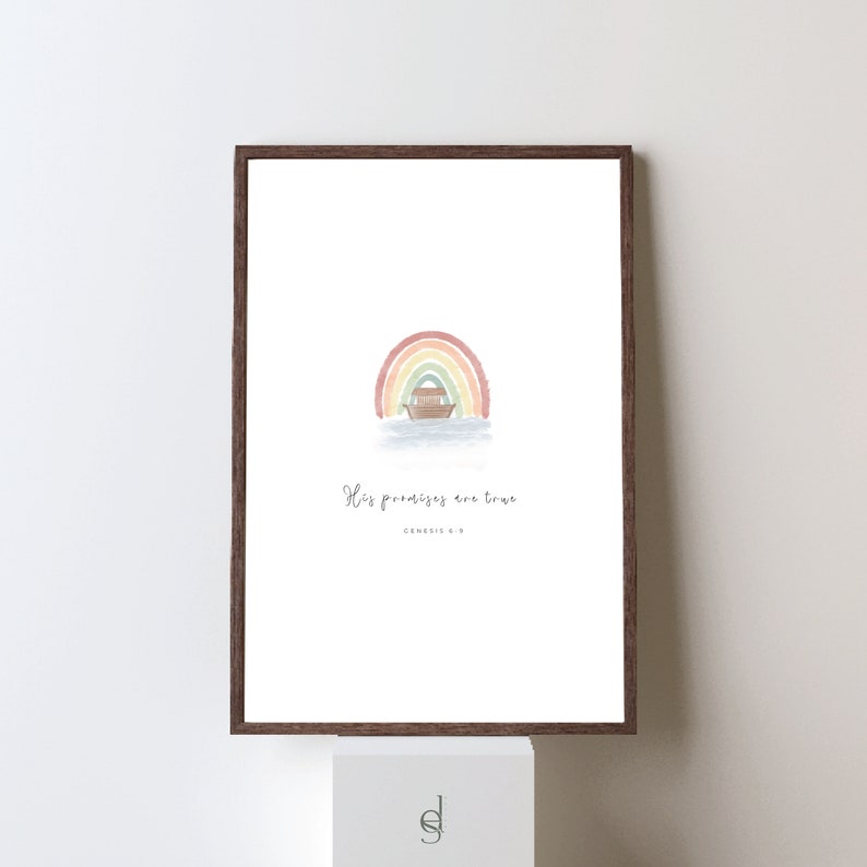 Noah's Ark Christian Wall Art Kids, Rainbow, God's Promises, Bible ...