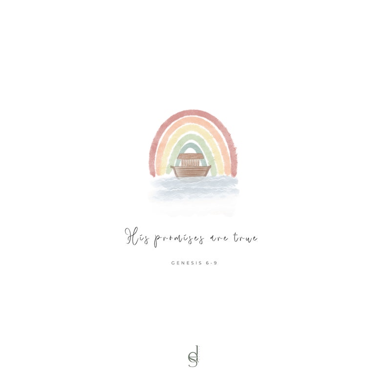 Noah's Ark Christian Wall Art Kids, Rainbow, God's Promises, Bible ...