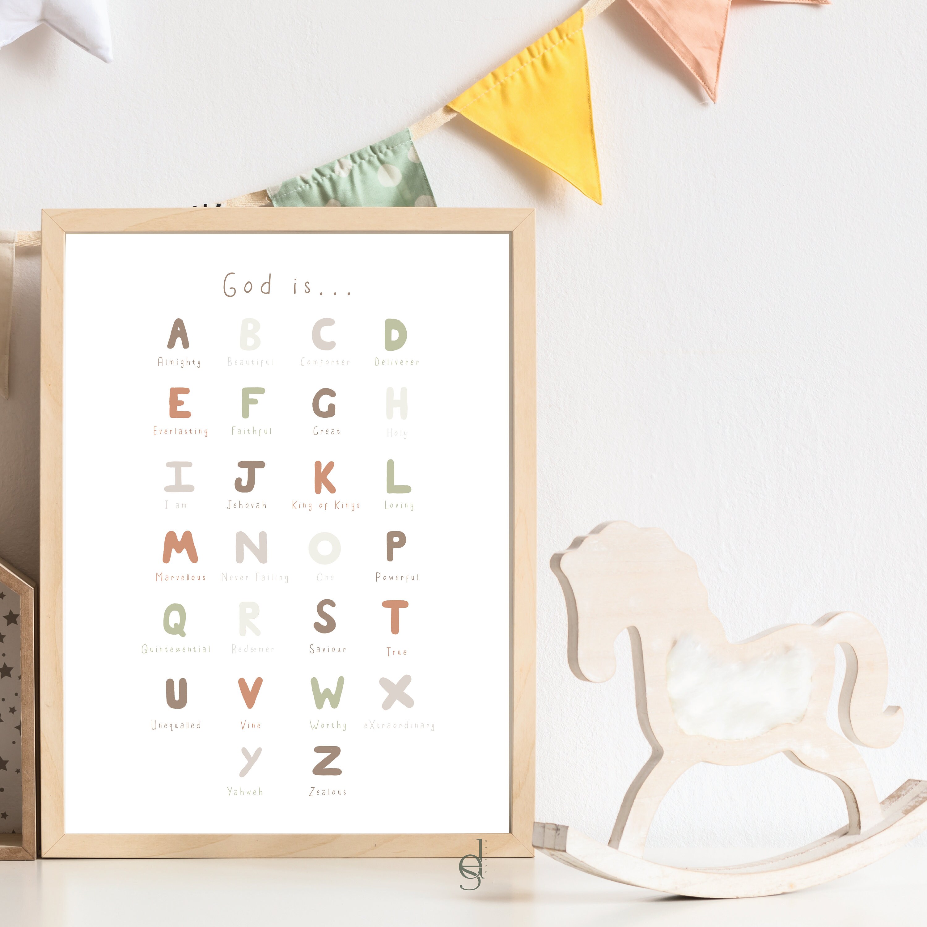 God is A-Z Wall Art Kids, Faith Mustard Seed, Bible Verse Print for ...