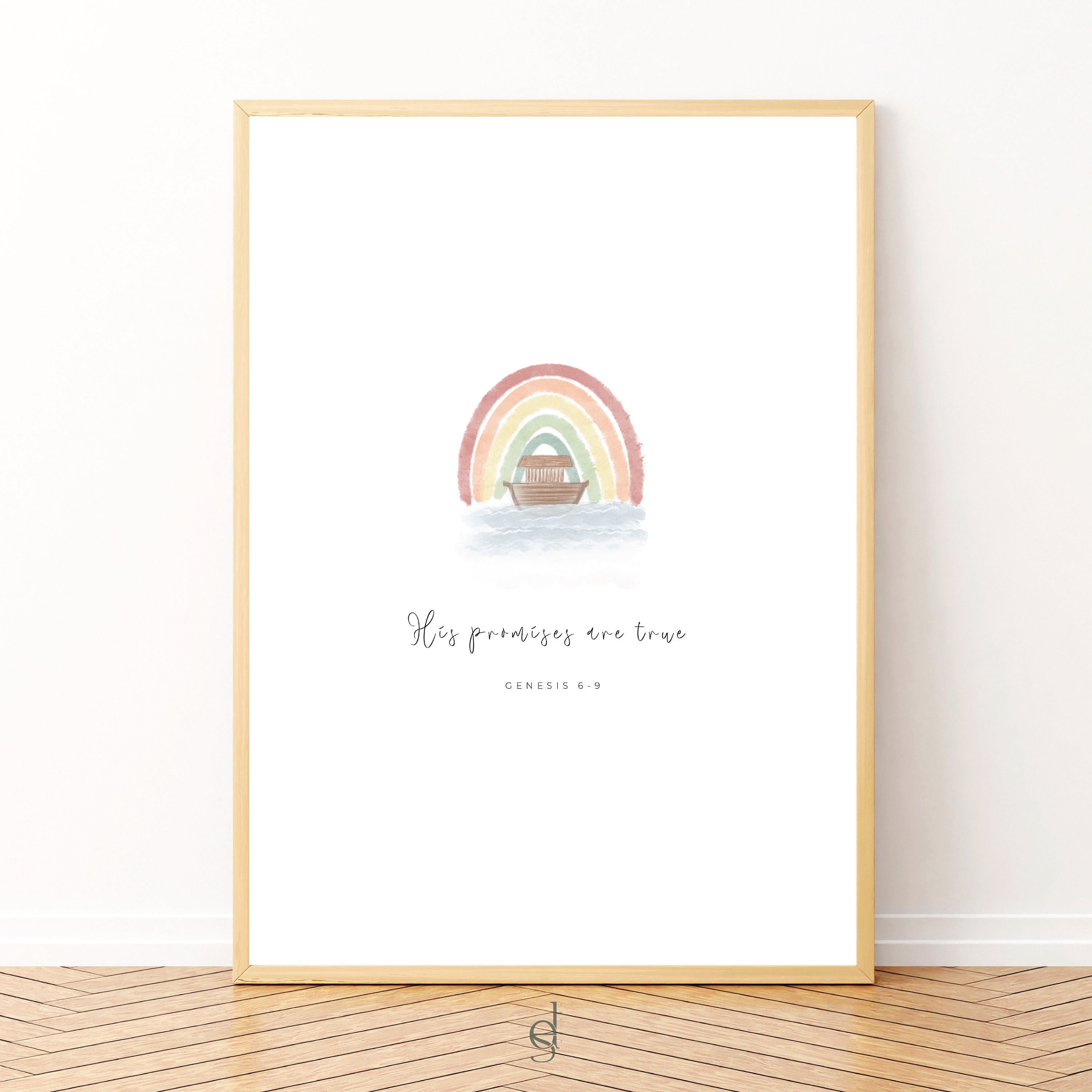 Noah's Ark Christian Wall Art Kids, Rainbow, God's Promises, Bible ...