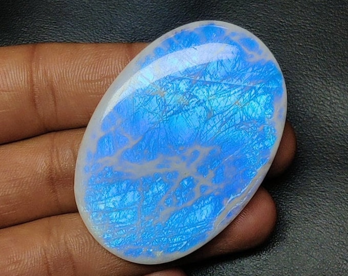 Flashy Moonstone Blue Fire Cabochon | Natural Moonstone Large Oval ...