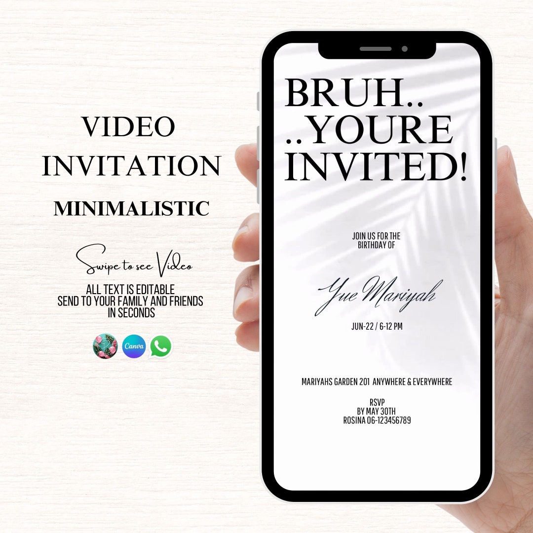 Its Time to Party Video Invitation Birthday Party Minimalistic Evite ...