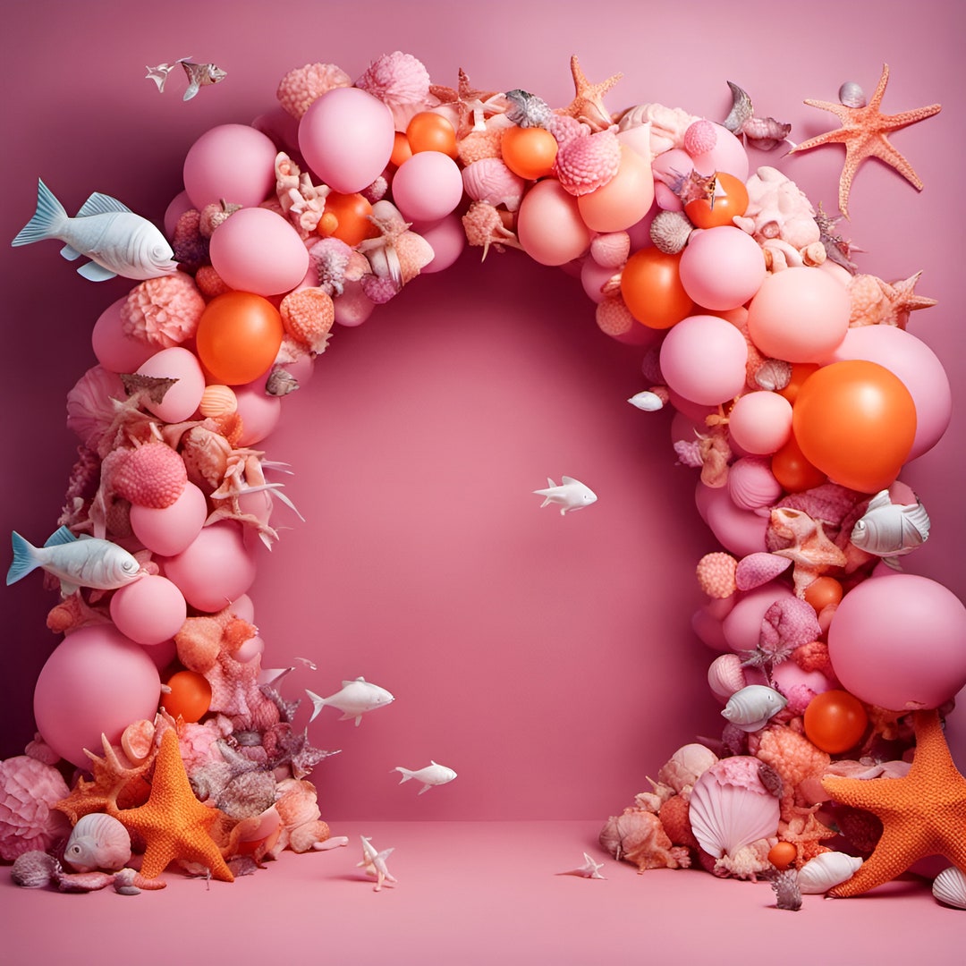 Birthday Backdrop for Kids Mermaid Balloon Arch Backdrop for Mermaid ...