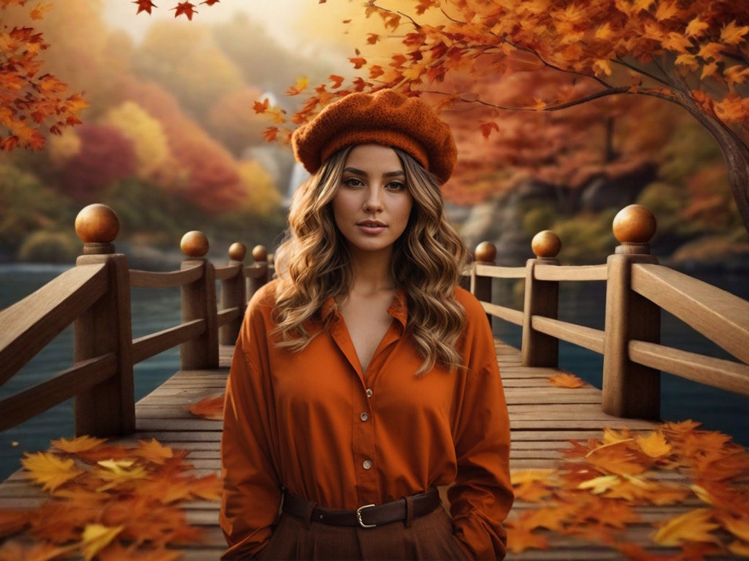 Thanksgiving Backdrop Autumn Scene. Bridge Autumn Decor. Fall ...