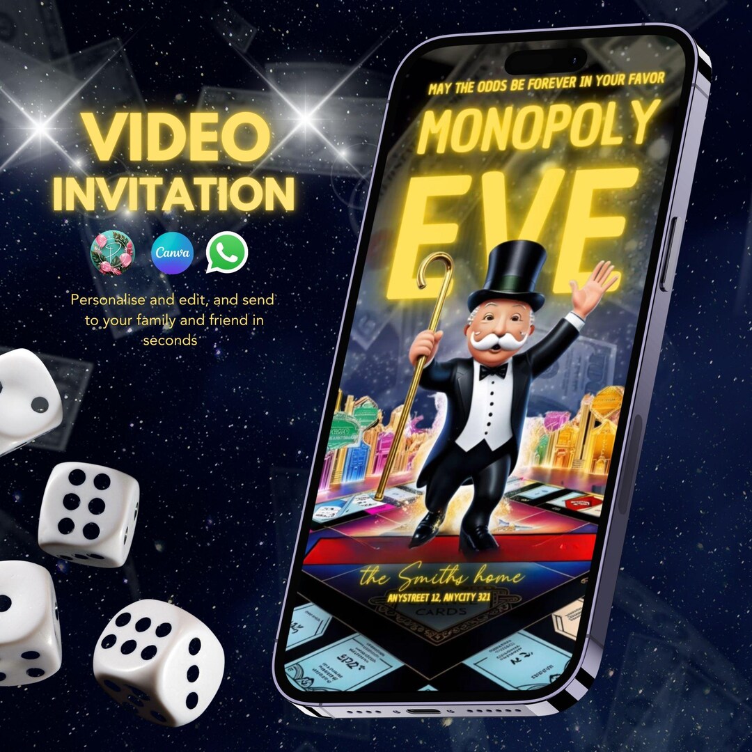 Monopoly Invitation Video Game Night Invitation Monopoly Eve Party ...