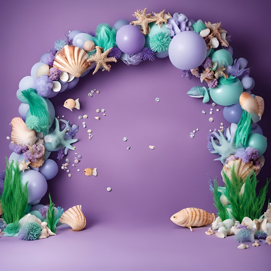 Birthday Backdrop for Kids Mermaid Balloon Arch Backdrop for Mermaid ...