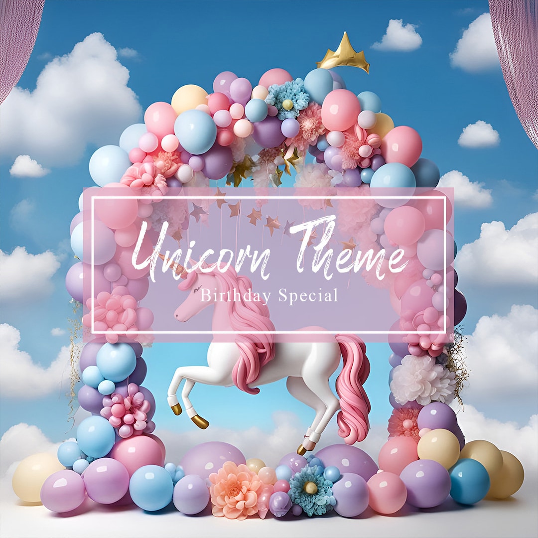Birthday Backdrop for Kids Unicorn Theme Party Balloon Arch - Etsy