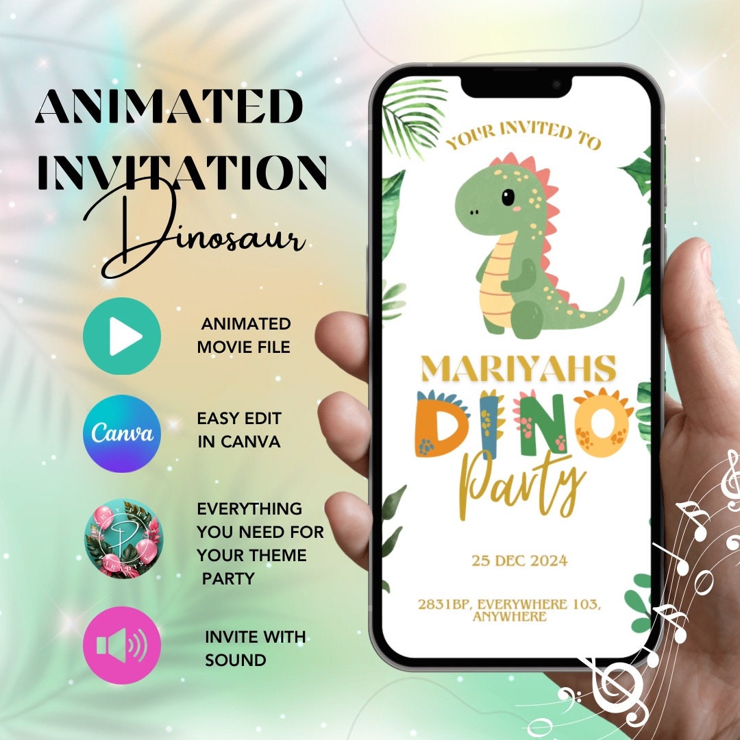 Dino Birthday Invitation Editable Template Digital Instant Download Dinosaur Party Invitation ...