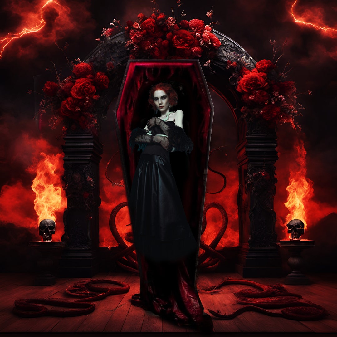 Vampire Coffin Halloween Scene Coffin of a Vampire Background - Etsy