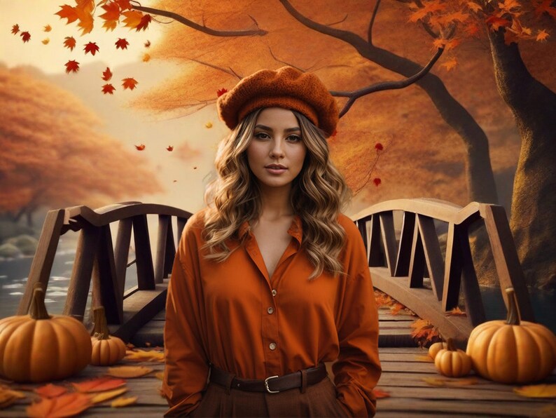 Thanksgiving Backdrop Autumn Scene. Bridge Autumn Decor. Fall ...