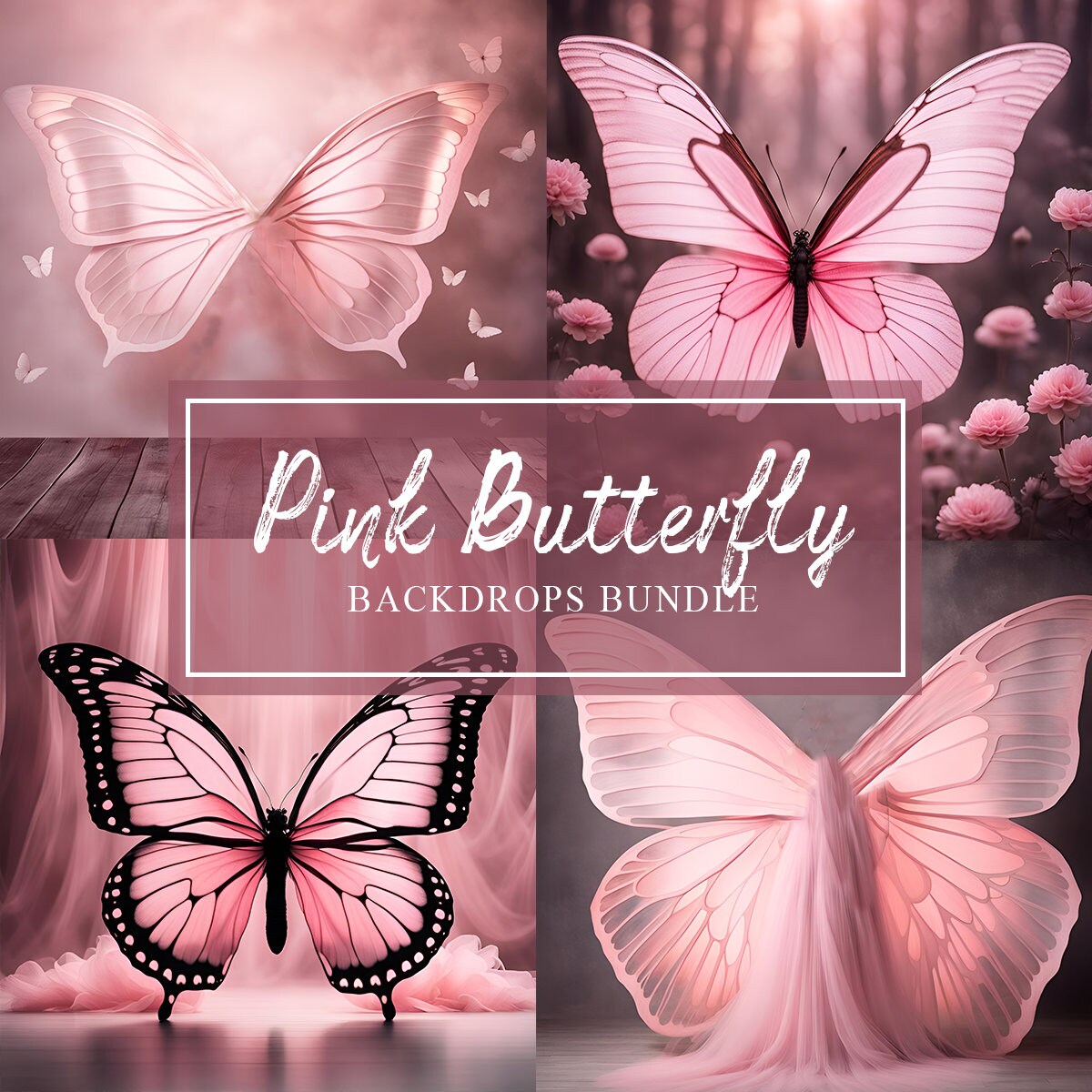 Gender Reveal Backdrop Maternity Photography. Fairy Wings Background ...