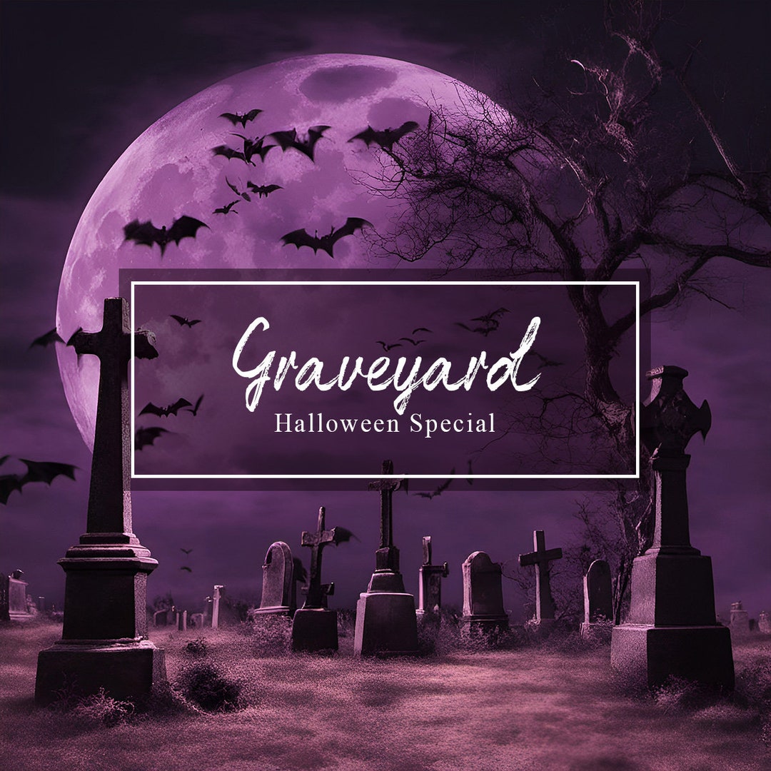 Halloween Backdrop Purple Graveyard Background Halloween Photo - Etsy