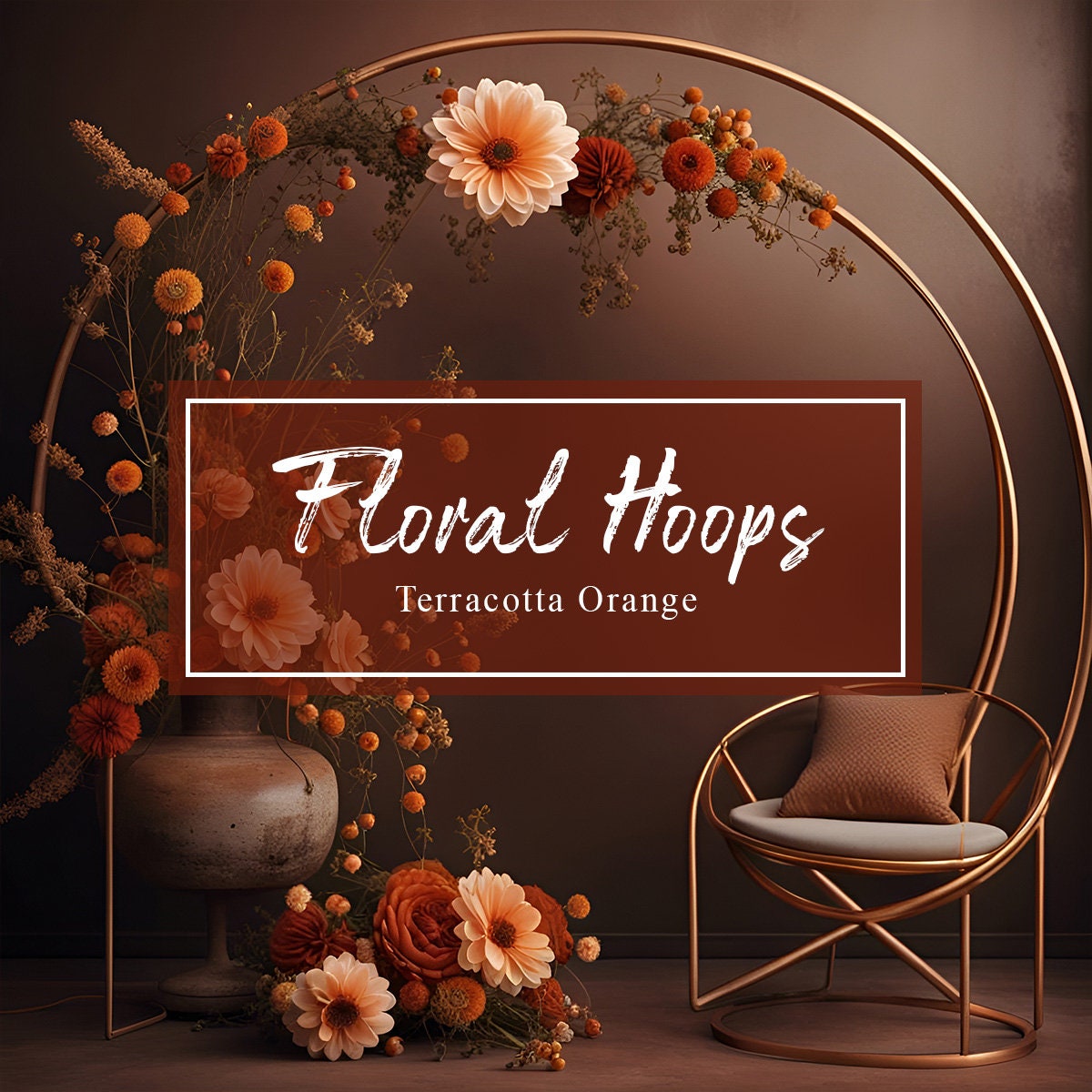 Digital Background Terracotta Floral Hoops Backdrops Flower - Etsy