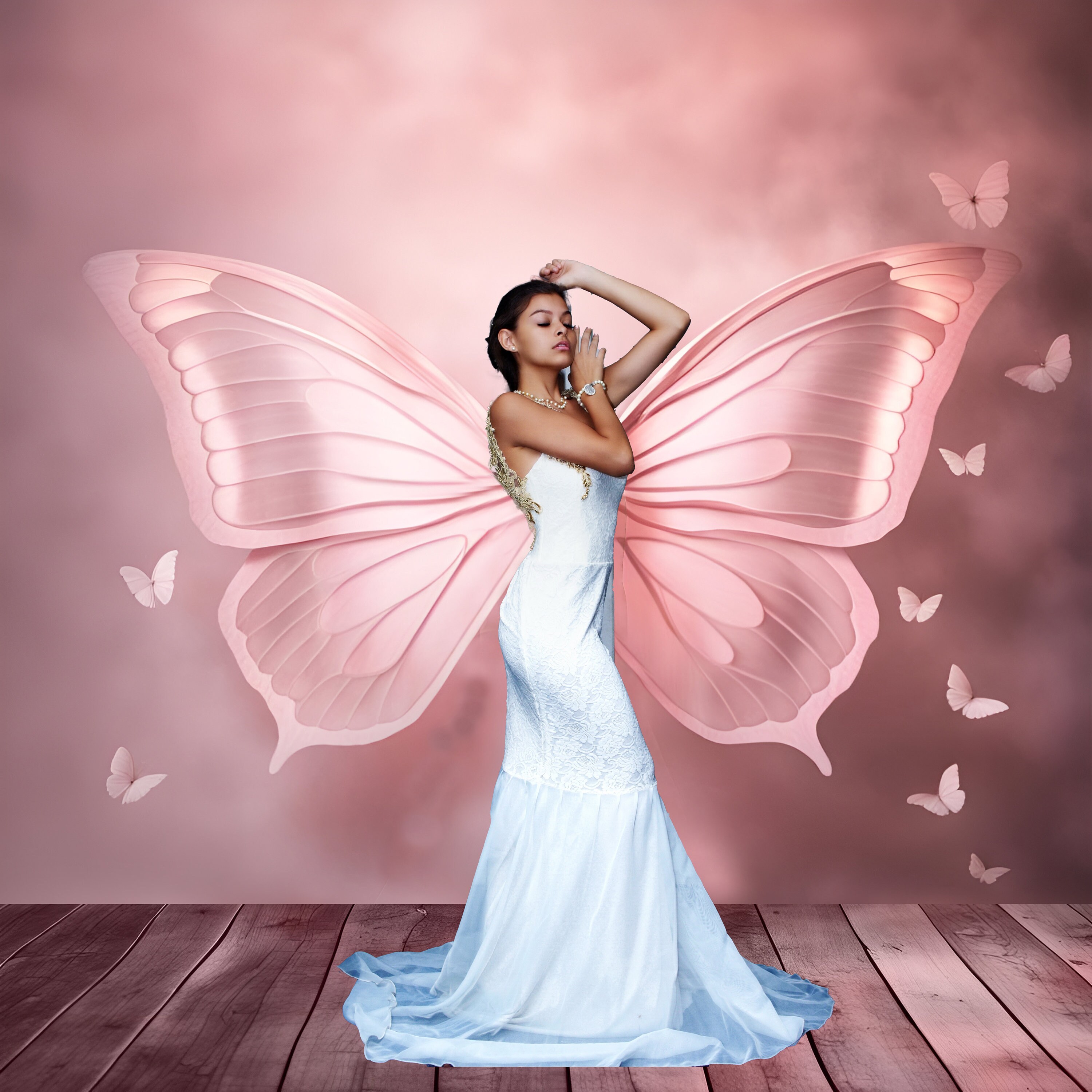 Pink Butterfly Wings Backdrop Bundle for Photoshop Pink Wings ...
