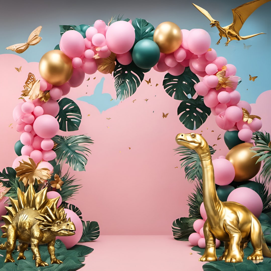Pink Dino Backdrop Dinosaur Birthday Background for Photoshoot - Etsy