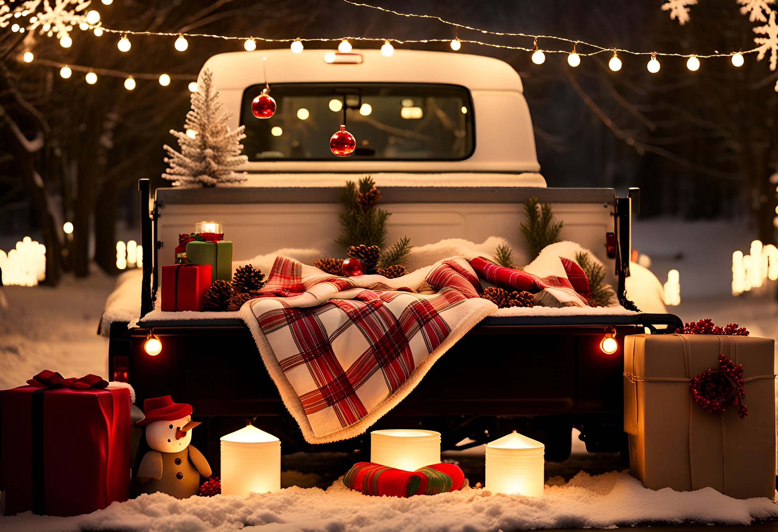 Christmas Truck Backdrop Holliday Sene. Truck With Christmas Decor ...