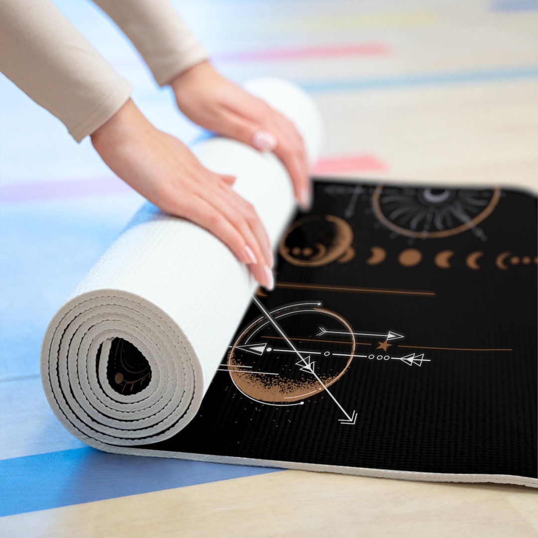 Celestial, Moon, Stars, Sun, Constellation, White Yoga Mat 24 X 72 X 0. ...