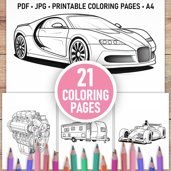 Classic Cars Coloring Pages - Etsy