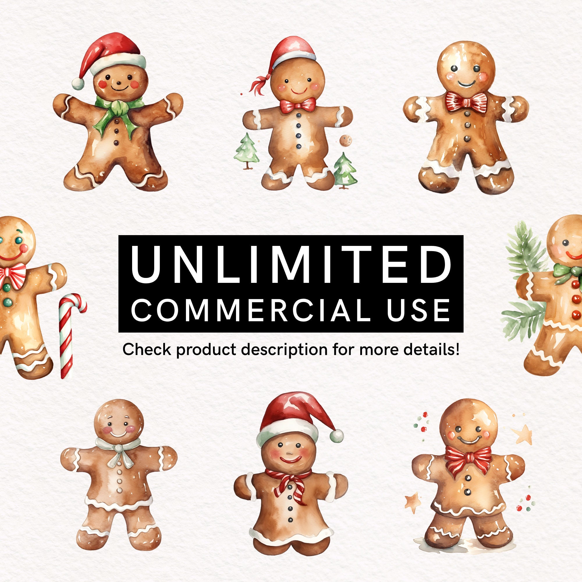 Watercolor Gingerbread Men Clipart, Christmas Clipart Bundle ...