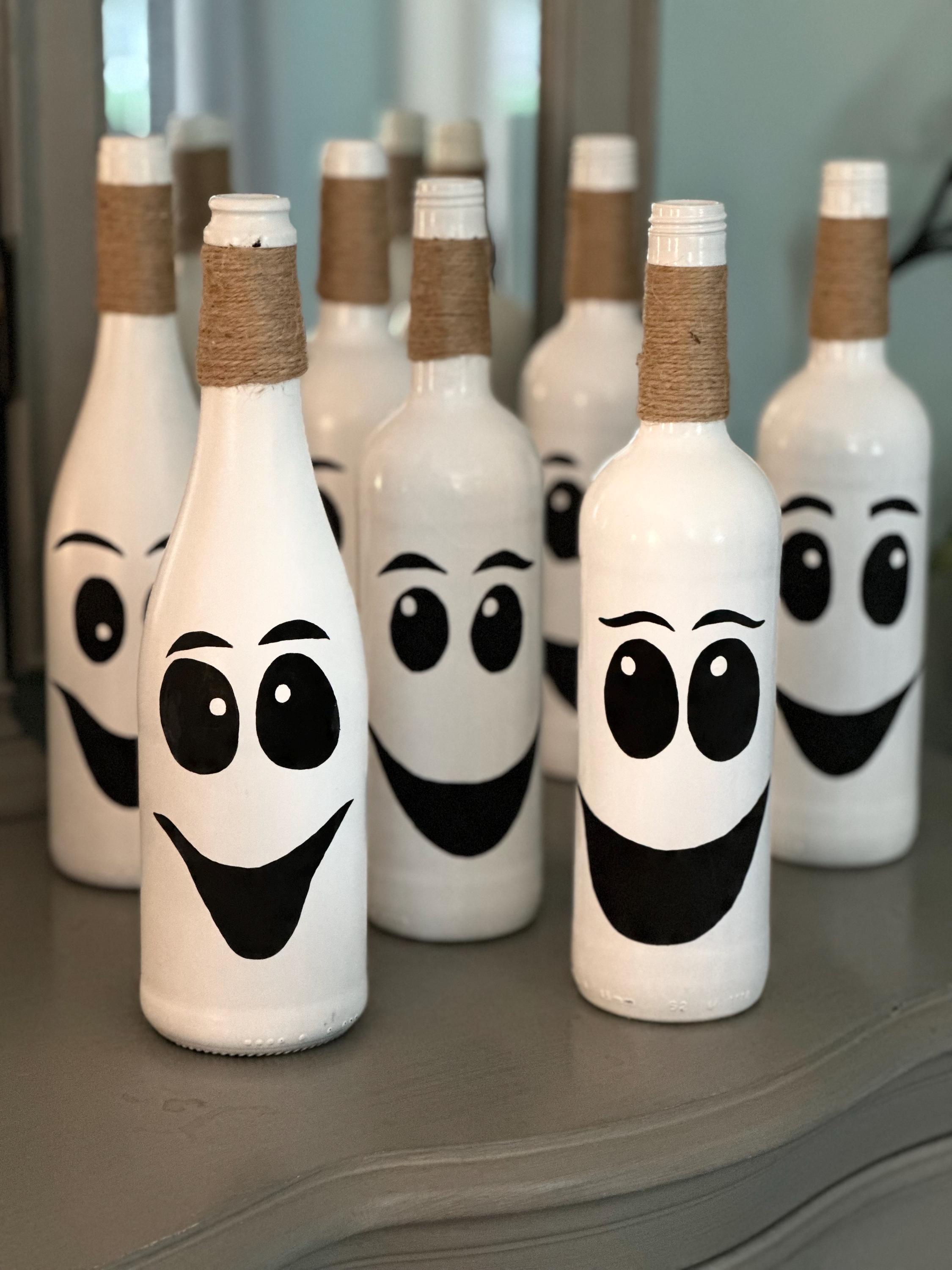Ghost Painted Wine Bottle - Etsy